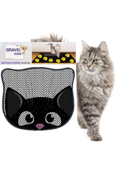 Gravel Kedi Tuvaleti Önü Dekoratif Elekli Kedi Kumu Paspası 40 x 50 cm