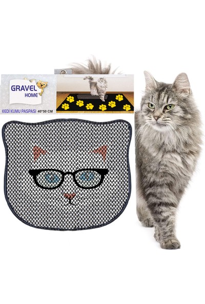 Gravel Kedi Tuvaleti Önü Dekoratif Elekli Kedi Kumu Paspası 40 x 50 cm
