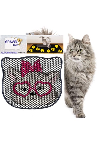 Gravel Kedi Tuvaleti Önü Dekoratif Elekli Kedi Kumu Paspası 40 x 50 cm