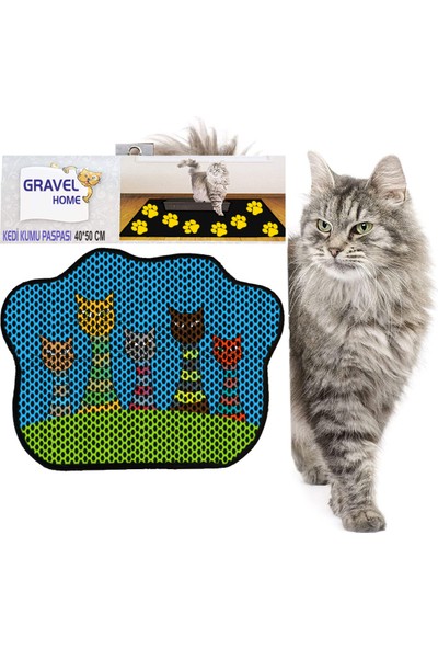 Gravel Kedi Tuvaleti Önü Dekoratif Elekli Kedi Kumu Paspası 40 x 50 cm