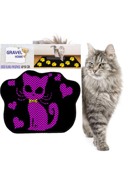 Gravel Kedi Tuvaleti Önü Dekoratif Elekli Kedi Kumu Paspası 40 x 50 cm