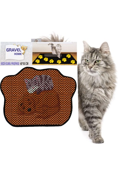 Gravel Kedi Tuvaleti Önü Dekoratif Elekli Kedi Kumu Paspası 40 x 50 cm