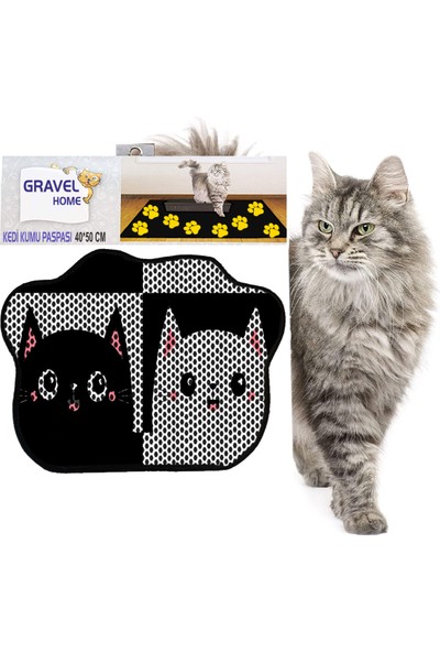 Gravel Kedi Tuvaleti Önü Dekoratif Elekli Kedi Kumu Paspası 40 x 50 cm
