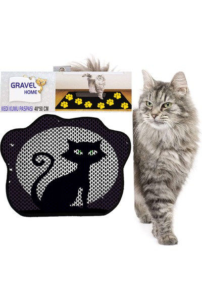 Gravel Kedi Tuvaleti Önü Dekoratif Elekli Kedi Kumu Paspası 40 x 50 cm