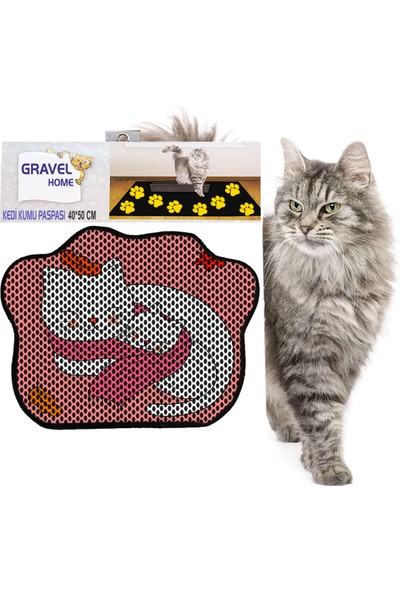 Gravel Kedi Tuvaleti Önü Dekoratif Elekli Kedi Kumu Paspası 40 x 50 cm