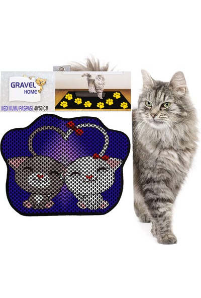 Gravel Kedi Tuvaleti Önü Dekoratif Elekli Kedi Kumu Paspası 40 x 50 cm