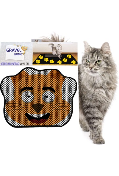Gravel Kedi Tuvaleti Önü Dekoratif Elekli Kedi Kumu Paspası 40 x 50 cm
