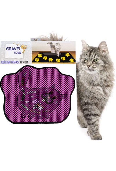Gravel Kedi Tuvaleti Önü Dekoratif Elekli Kedi Kumu Paspası 40 x 50 cm