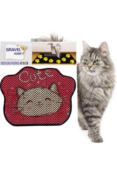 Gravel Kedi Tuvaleti Önü Dekoratif Elekli Kedi Kumu Paspası 40 x 50 cm