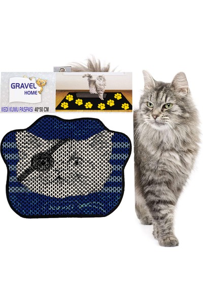 Gravel Kedi Tuvaleti Önü Dekoratif Elekli Kedi Kumu Paspası 40 x 50 cm