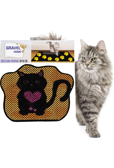 Gravel Kedi Tuvaleti Önü Dekoratif Elekli Kedi Kumu Paspası 40 x 50 cm