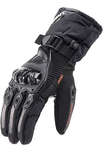 Motosiklet Eldivenleri Su Geçirmez Rüzgar Geçirmez Kış Sıcak Dokunmatik Ekran-Siyah-L (Yurt Dışından)