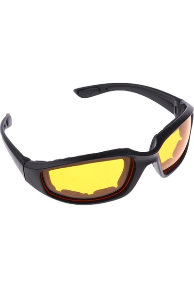 Yastıklı Köpük Rüzgar Dayanıklı Güneş Gözlüğü Motosiklet Sürme Gözlük Sarı