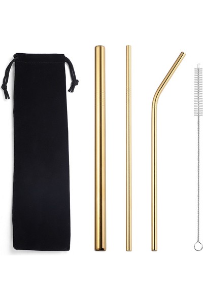 Tianyeda 4'lü Temizleme Fırçalı Yeniden Kullanılabilir Metal Pipet (Yurt Dışından)