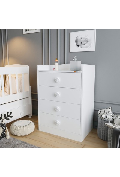Akte Home White 4 Çekmeceli Şifonyer