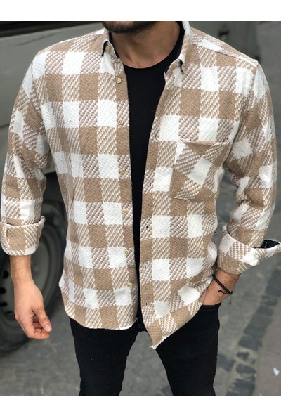 Boulder Beyaz-Bej Tek Cepli Kareli Oduncu Gömleği FV56447206 Boulder Beyaz-Bej Tek Cepli Kareli Oduncu Gömleği FV56447206