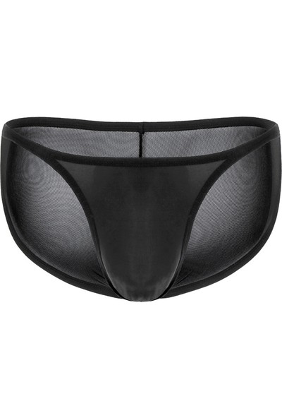 Erkek Örgü Gazlı Bez Hızlı Kuru Yüksek Bacak Külot Siyah