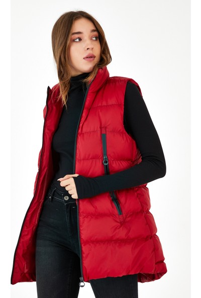 Weyeze Dik Yaka Uzun Şişme Yelek AC-K59053LNS