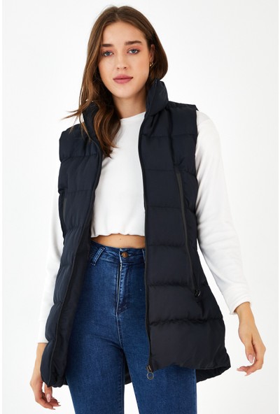 Weyeze Dik Yaka Uzun Şişme Yelek AC-K59053LNS