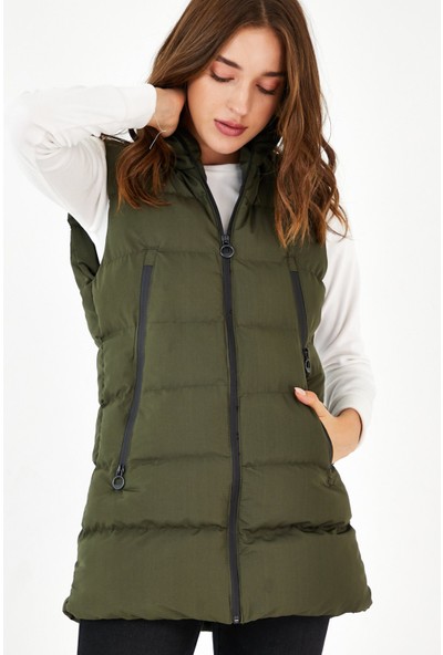 Weyeze Dik Yaka Uzun Şişme Yelek AC-K59053LNS