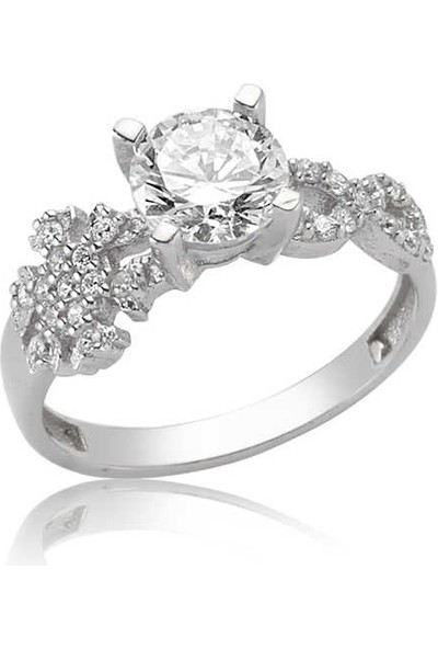 Gumush Gümüş Kar Tanesi Sonsuzluk Tek Taş Bayan Yüzük