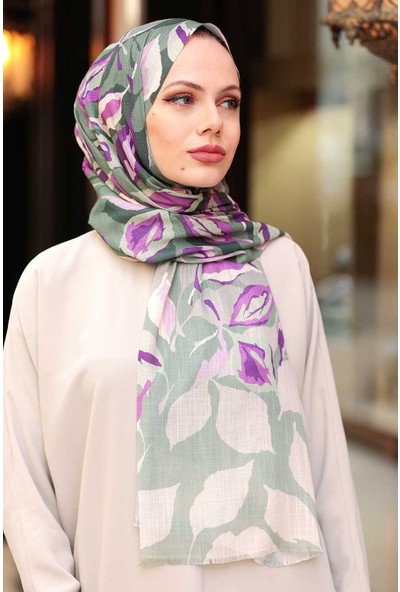 Neva Style - Yaprak Desenli Mint Tesettür Şal 51710MINT Neva Style - Yaprak Desenli Mint Tesettür Şal 51710MINT