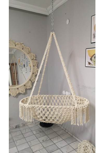 Treasure Makrome Oval Beşik - Ekru