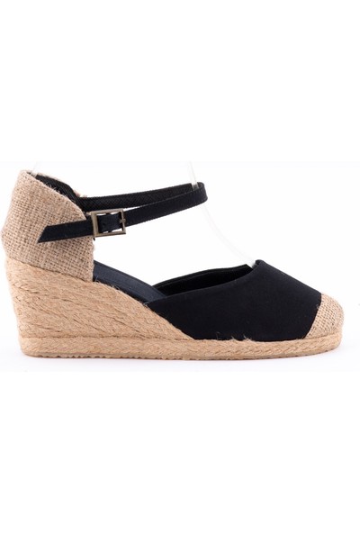 Beyken Ayakkabı Beyken Hasır Taban El Işi Kadın Keten Günlük Sandalet