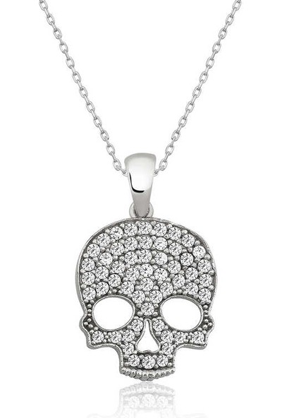 Gumush Gümüş Kuru Kafa Bayan Kolye