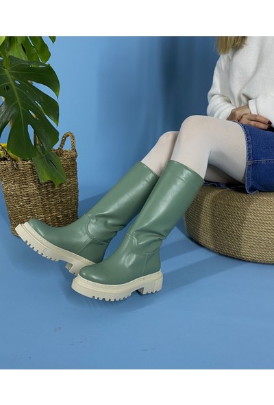 Foglia Tina Kalın Tabanlı Çizme - Yeşil