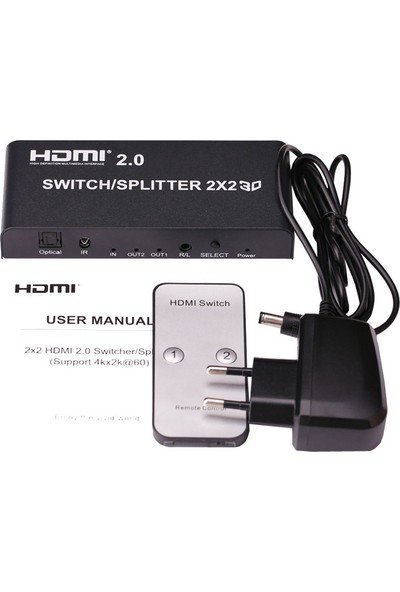 Goodgoods UHD 4K 60hz Hdmı 2x2 Hdmı 2.0 Anahtar Bölücü (Yurt Dışından)