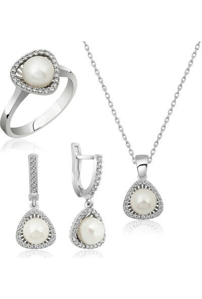 Gümüş Incili Bayan Set