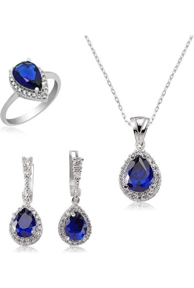 Gumush Gümüş Lacivert Damla Bayan Set