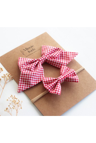 Minnie Kids Kırmızı Pitikareli Anne- Kız Toka Seti