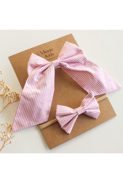 Minnie Kids Minniekids Pembe- Beyaz Çizgili Anne- Kız Seti