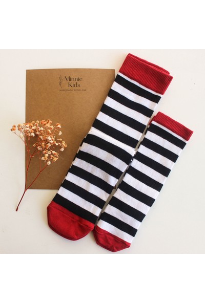 Minnie Kids Minniekids Siyah-Beyaz Çizgili Anne- Çocuk Çorap Seti