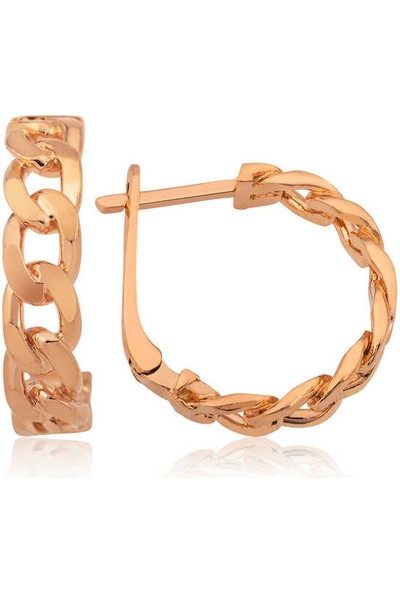 Gumush Gümüş Zincir Desenli Halka Küpe