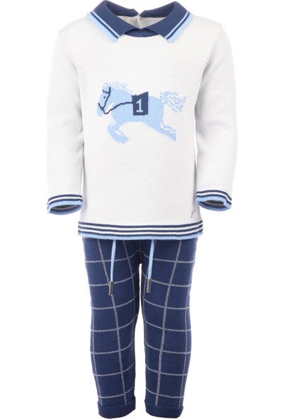 Leo Unisex Bebek Pijama Üst Tişört Alt Eşofman 8352 Gri/koyumavi