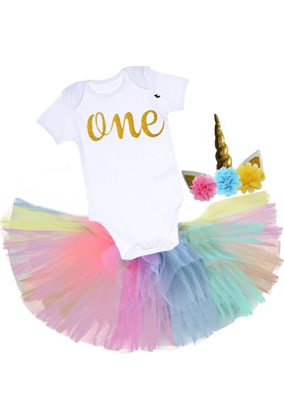 Bba New Trend Unicorn 1 Yaş Doğum Günü Etek Seti,1 Yaş Kız Bebek Unicorn Set