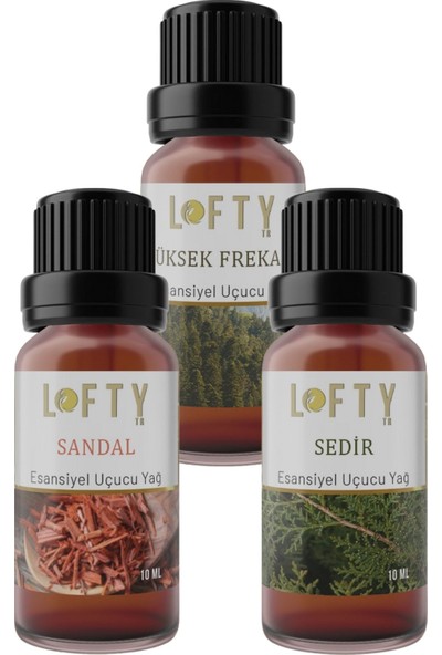 Lofty Sedir, Sandal, Frekans Uçucu Yağ Buhurdanlık Esansı Oda Kokusu Esans Buhur Yağı 10 ml Lofty Sedir, Sandal, Frekans Uçucu Yağ Buhurdanlık Esansı Oda Kokusu Esans Buhur Yağı 10 ml