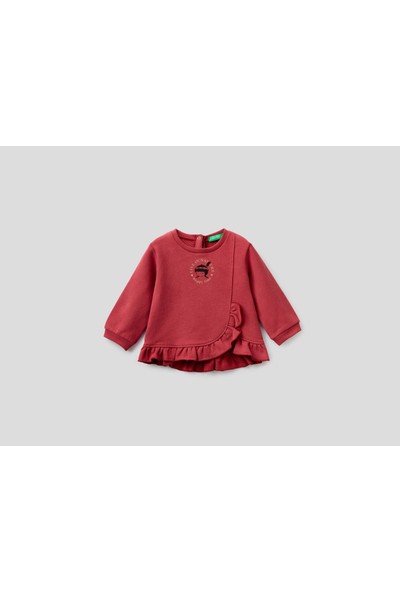 Benetton Kızılderili Kız Baskı Sweatshirt