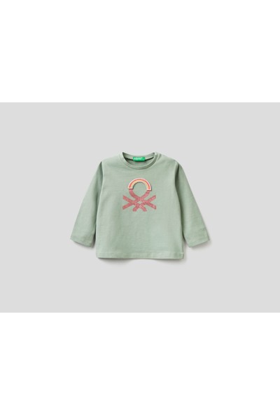 Benetton Yazılı Kalın Tshirt
