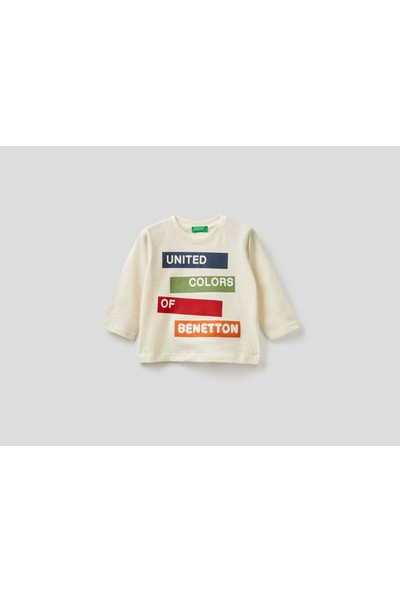 Benetton Yazılı Kalın Tshirt