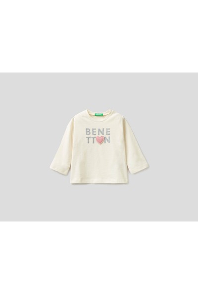 Benetton Yazılı Kalın Tshirt
