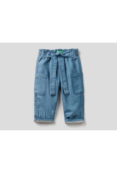 Benetton Penye Astarlı Baskılı Jean Pantolon