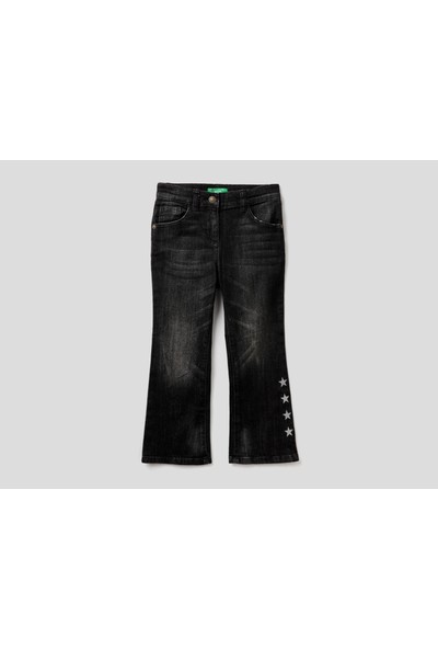 Benetton Yıldız Baskılı Jean Pantolon