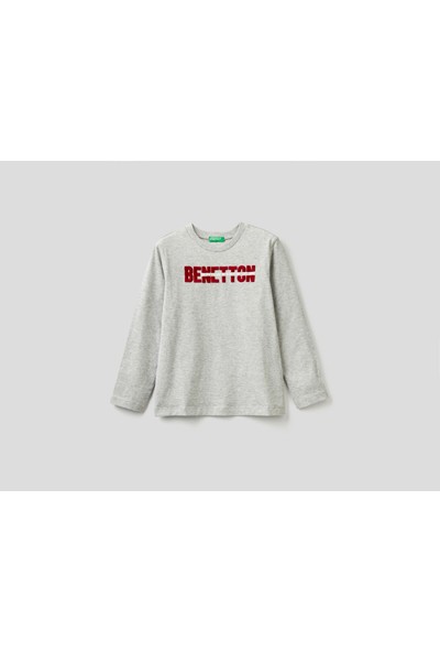 Benetton Yazılı Kalın Tshirt