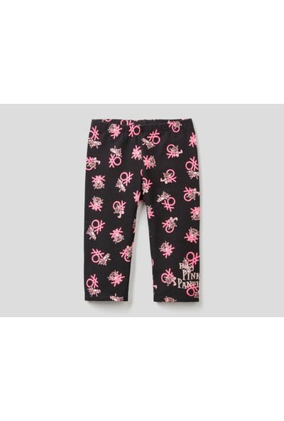 Benetton Logo Desenli Pemebe Panter Tayt