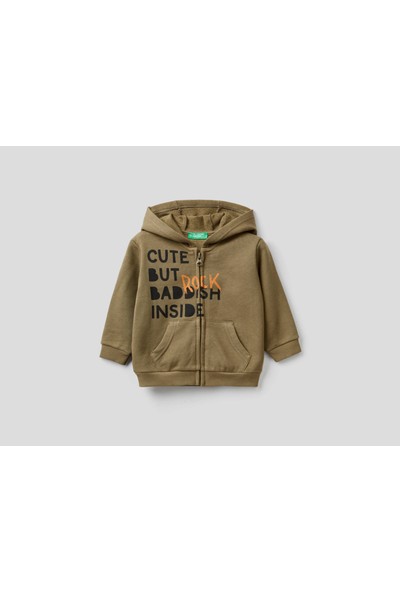 Benetton Slogan Yazılı Swetashirt