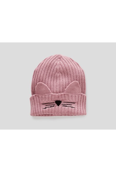 Benetton Kedi Köpek Aplikeli Triko Bere